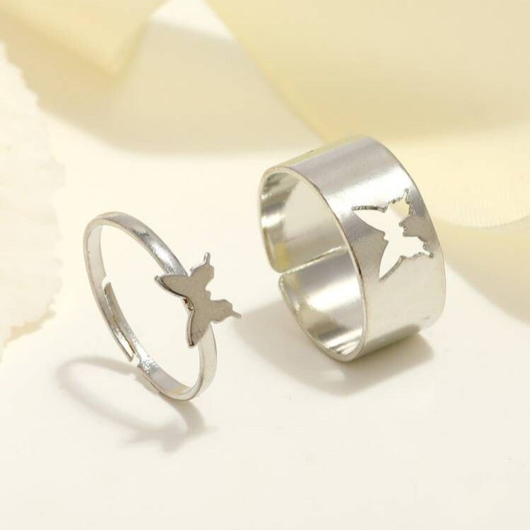 Butterfly couple ring- silver – Misoki